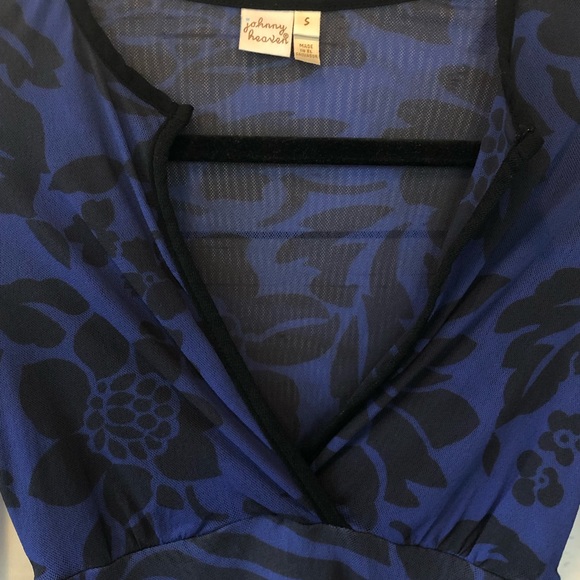 Johnny Heaven | Tops | Johnny Heaven Blue Black Floral Mesh Tunic Top ...